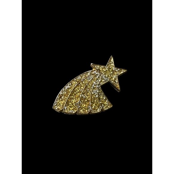Jewelry | Vintage Gold Glitter Shooting Star Enamel Brooch Pin | Poshmark